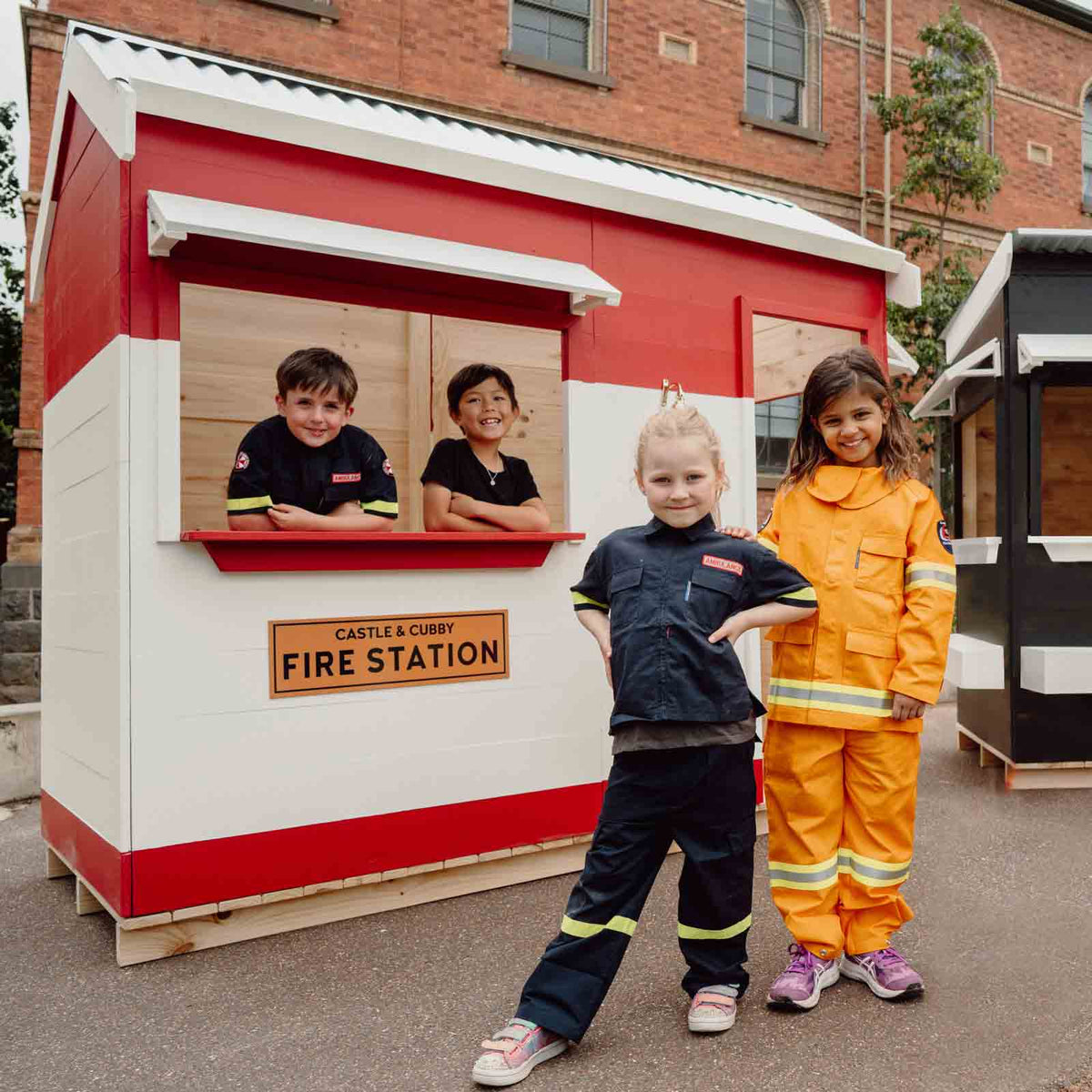 Styled Fire Station Cubby House for Education Play Spaces – Castle and ...