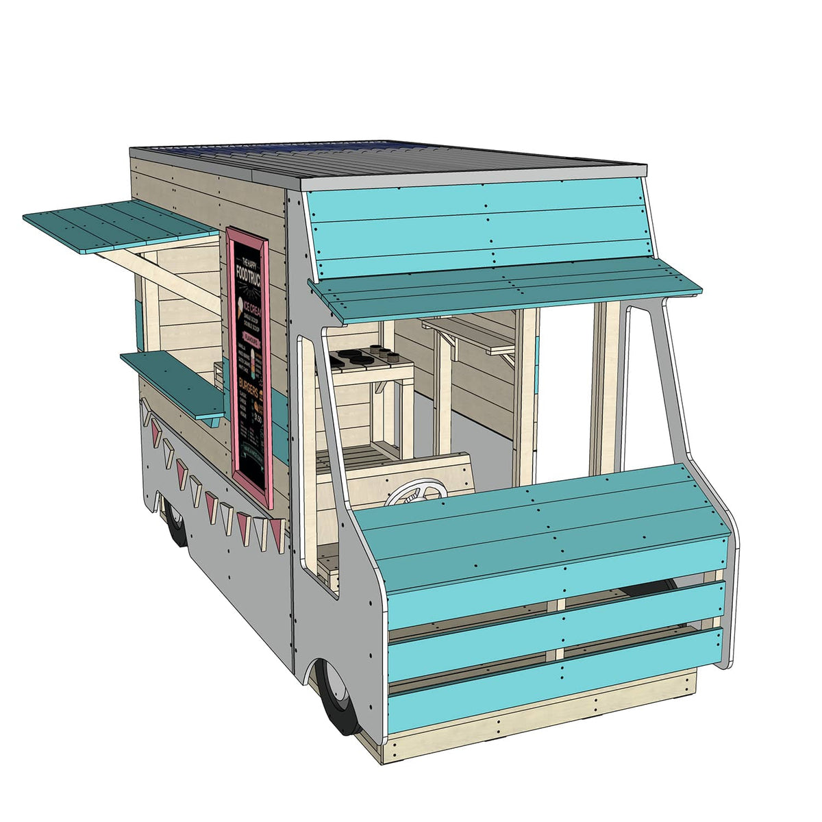 Foodtruck Themed Outdoor Wooden Cubby House – Castle and Cubby