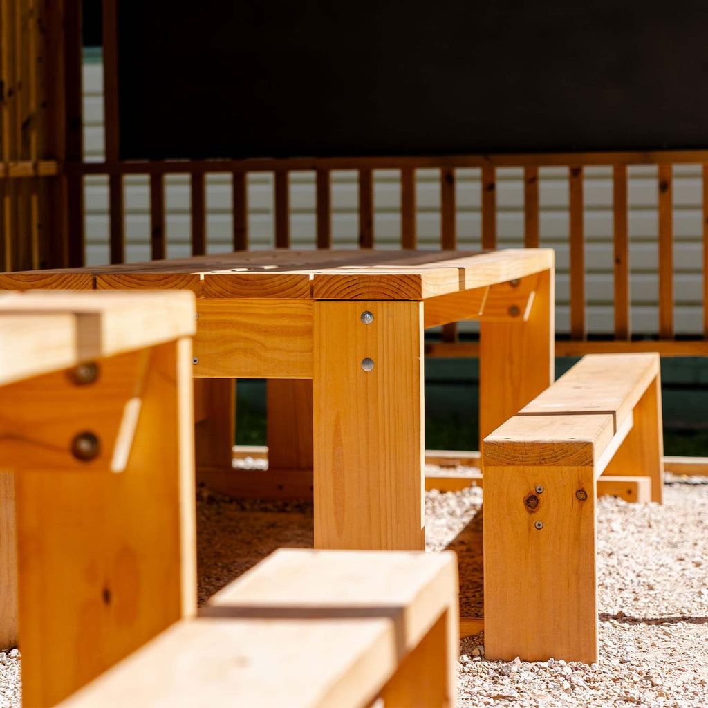 Timber Outdoor Table and Bench Seats | Australia-Wide Delivery – Castle ...