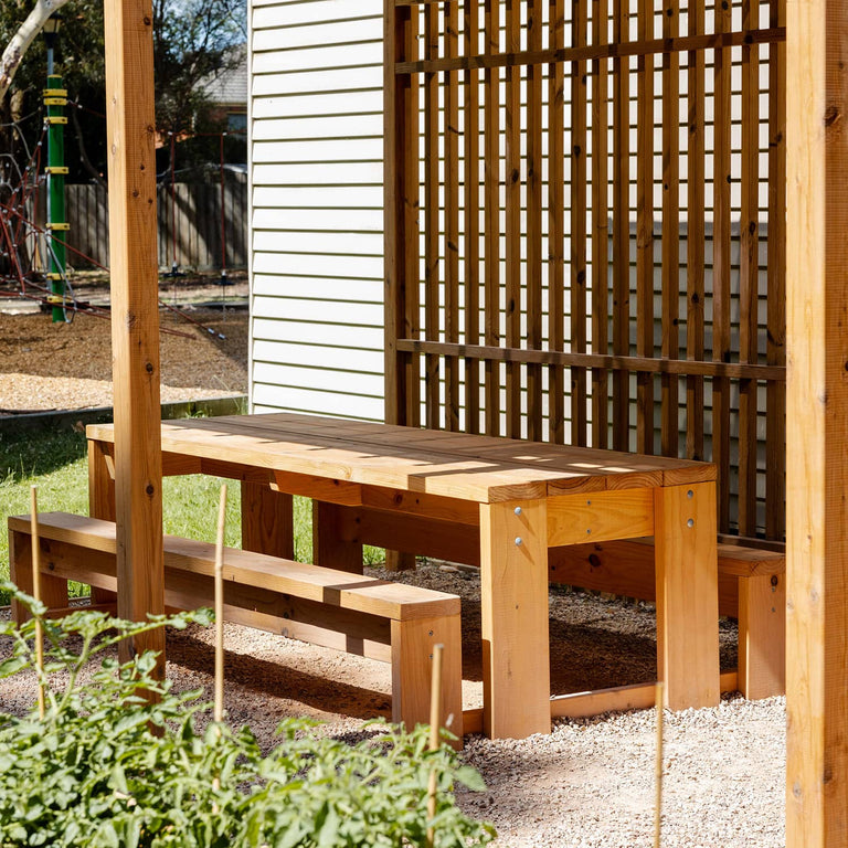 Timber Outdoor Table and Bench Seats | Australia-Wide Delivery – Castle ...